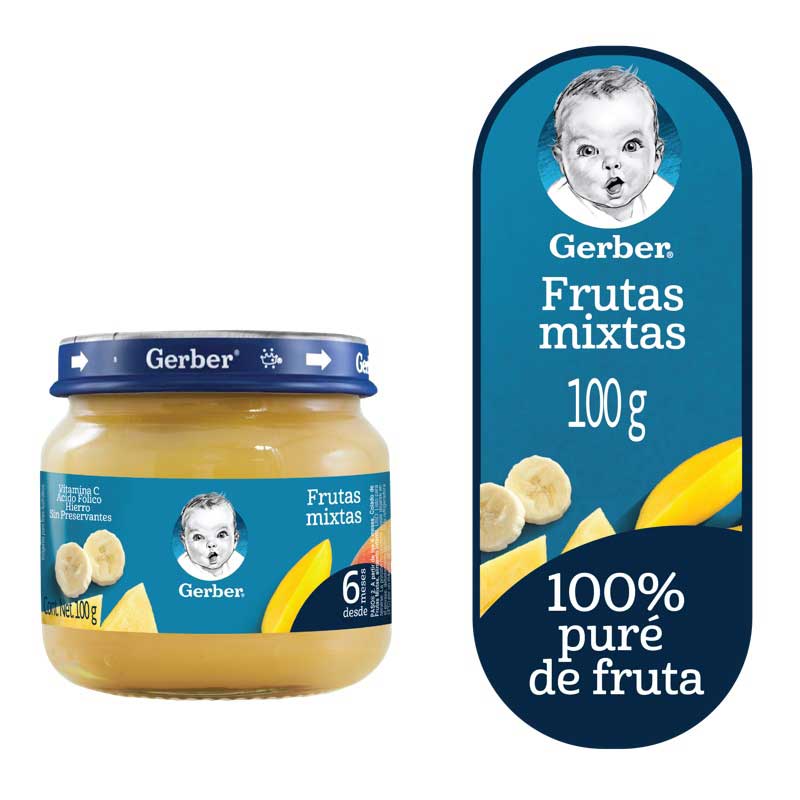 COMPOTA GERBER FRASCO PASO2 FRUTAS MIXTAS X 100G – Babycenter